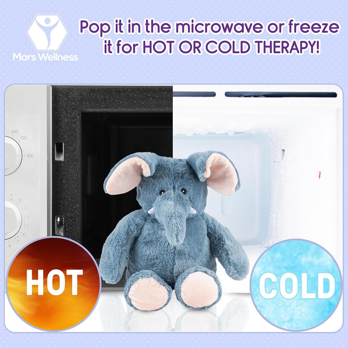Lavender Scented Microwavable Plush Elephant - Heated Stuffed Animals ...
